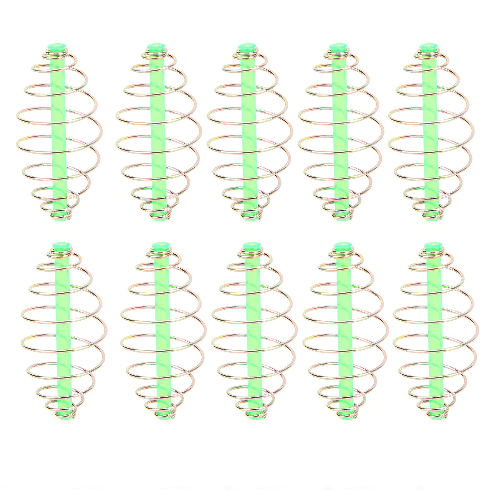 Alomejor 10PC Bait Thrower Fishing Feeder Spring Coil Inline Feeder Coil Inline Metal Bait Thrower Feeder Fishing Tackle(M)