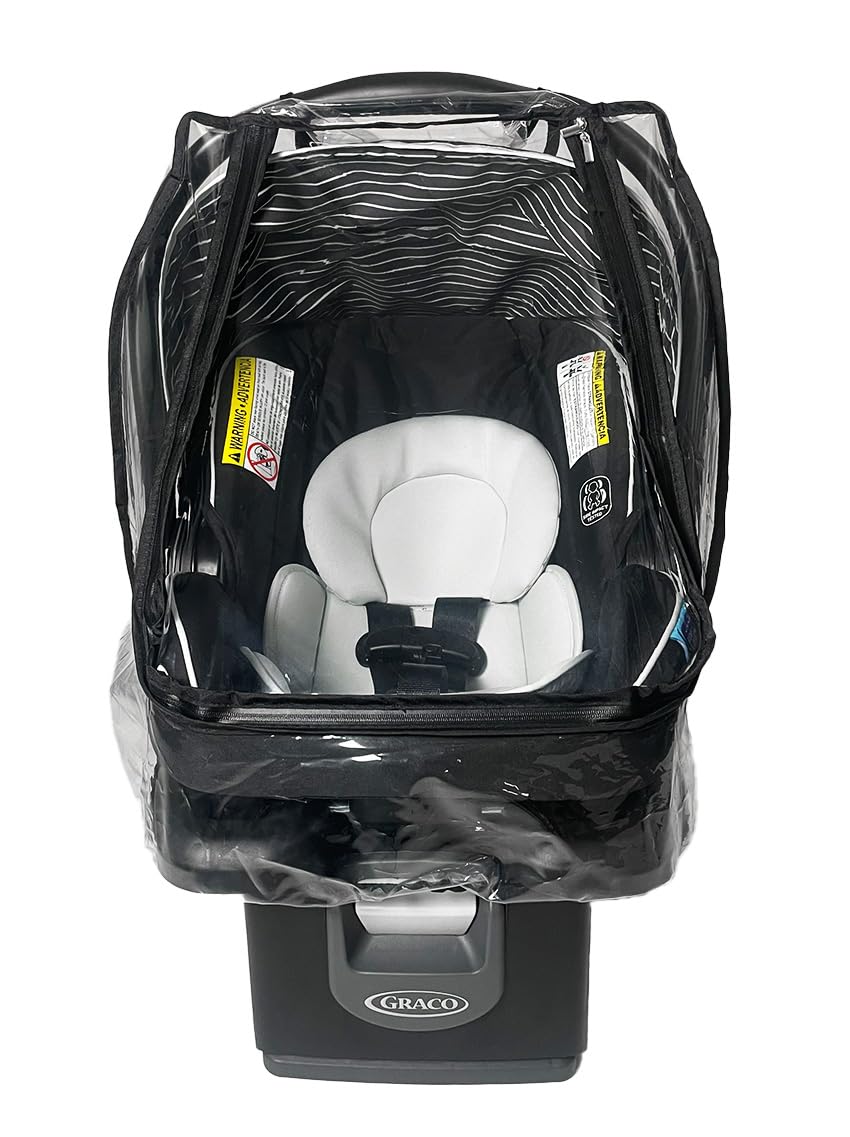SASHA'S Rain and Wind Cover for Graco Snugride 35 Lite LX Infant Car Seat Clear Design, Maxium Coverage (Infant Carrier not Included)