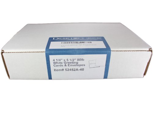 Heavyweight Blank White Greeting Card Sets - A2 Size 4.25" x 5.5" - 40 Cards & Envelopes - For Inkjet/Laser Printers