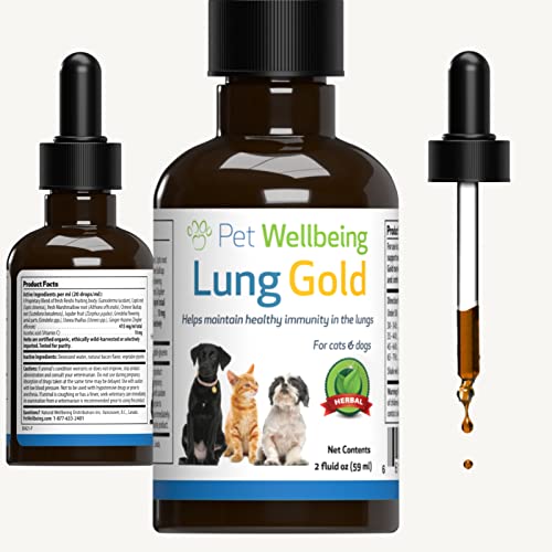 Pet Wellbeing Lung Gold for Cats - Vet-Formulated - Lung & Respiratory Immune Support, Open Airways, Easy Breathing - Natural Herbal Supplement 2 oz (59 ml)