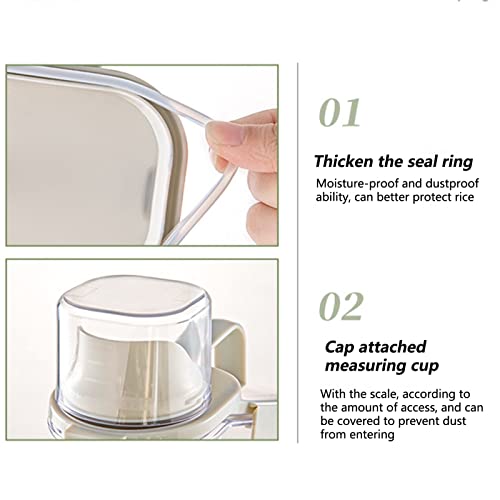 Bigougem Clear Cereal Storage Containers with Lids Airtight, Large Diameter Kitchen Storage Containers for Flour Rice Beans Ivory L