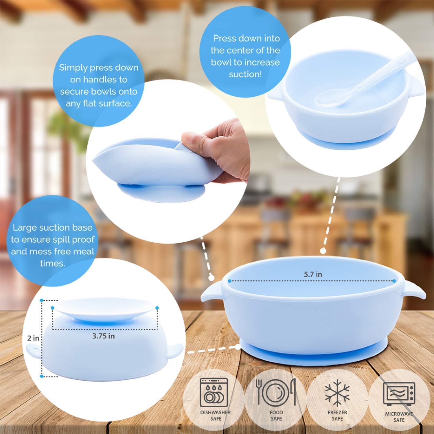 UpwardBaby Suction Toddler Plate and Bowl Feeding Placemat and Suction Bowl Set Bundle