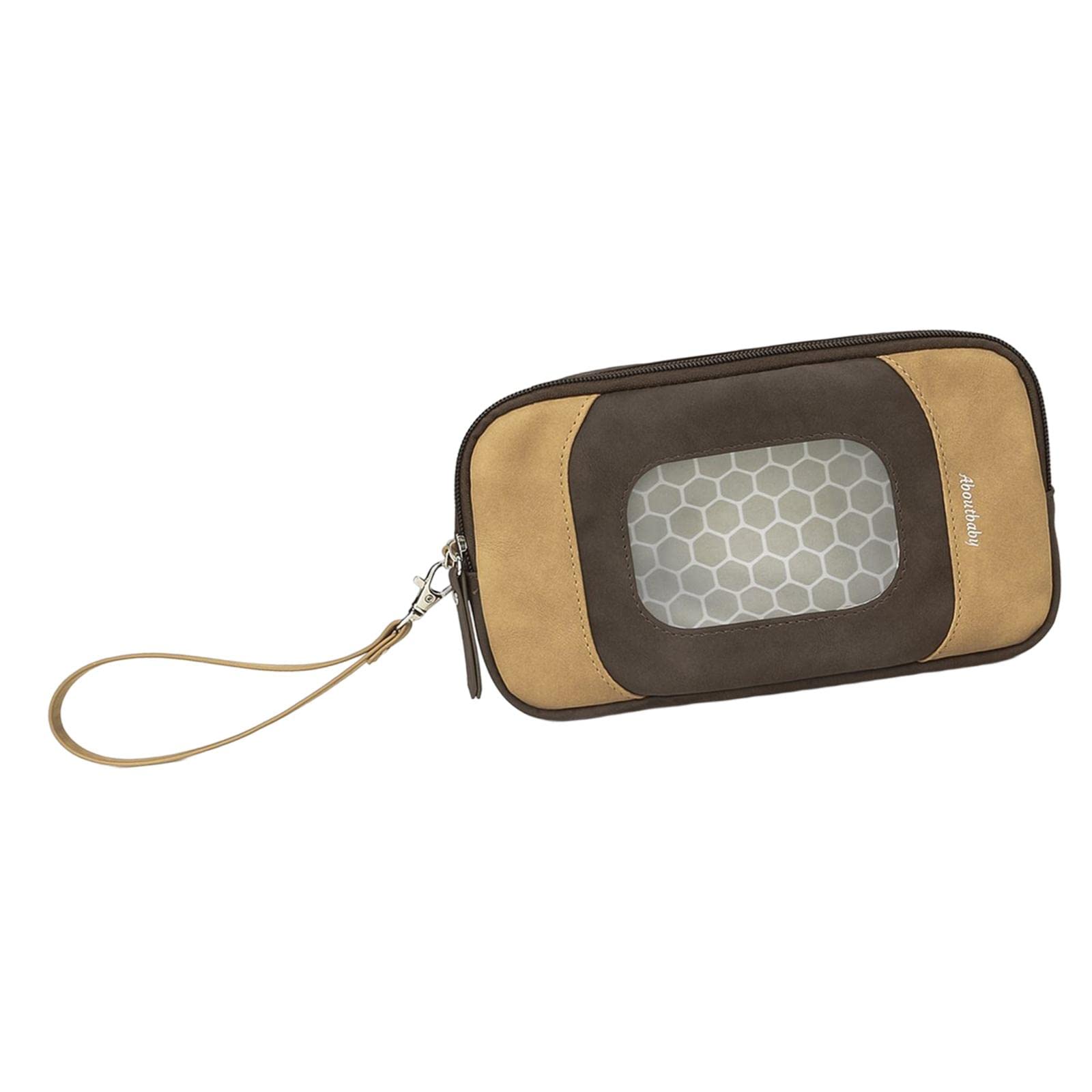 AMLESO Portable Wet Wipes Bag Dispenser Reusable Carrying Case Refillable Wipes Pouch Holder for Outdoor Travel, Brown