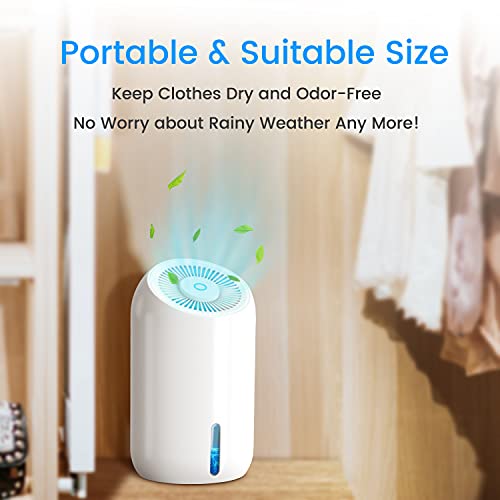 Dehumidifier - 31oz(900ml) 【40dB Ultra Quiet】 Small Dehumidifiers Up to 215 Sq ft with 【Overflow Protection】, 【Portable Mini Dehumidifiers】 for Home Bedroom Bathroom Basement Closet RV