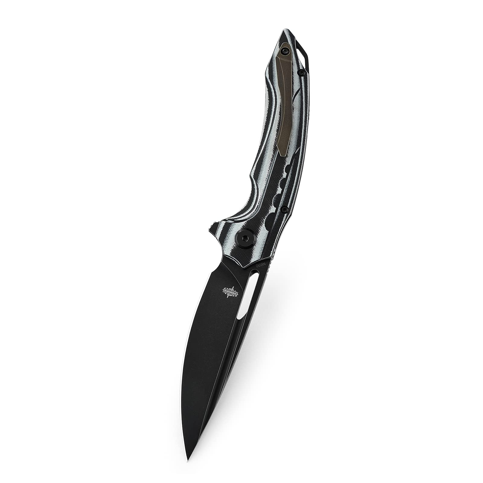 BESTECH KNIVES Pocket Folder Folding Knife: 3.54" N690 Steel Black Blade, Carbon Fiber and G10 Scales, Flipper, Liner Lock, EDC Titanium Clip, BL02D (White 02)