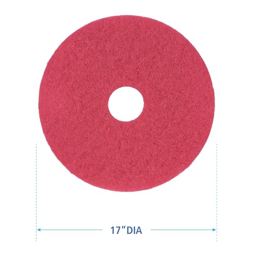 Boardwalk Buffing Floor Pads, 17" Diameter, Red, 5/Carton