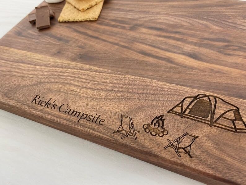 Personalized Cutting Board, Custom Cutting Board, Camping Cutting Board, Campfire Cutting Board, Camping Life, RoadTrip, Summer Vacation 120 (Cherry, 14" x 11")