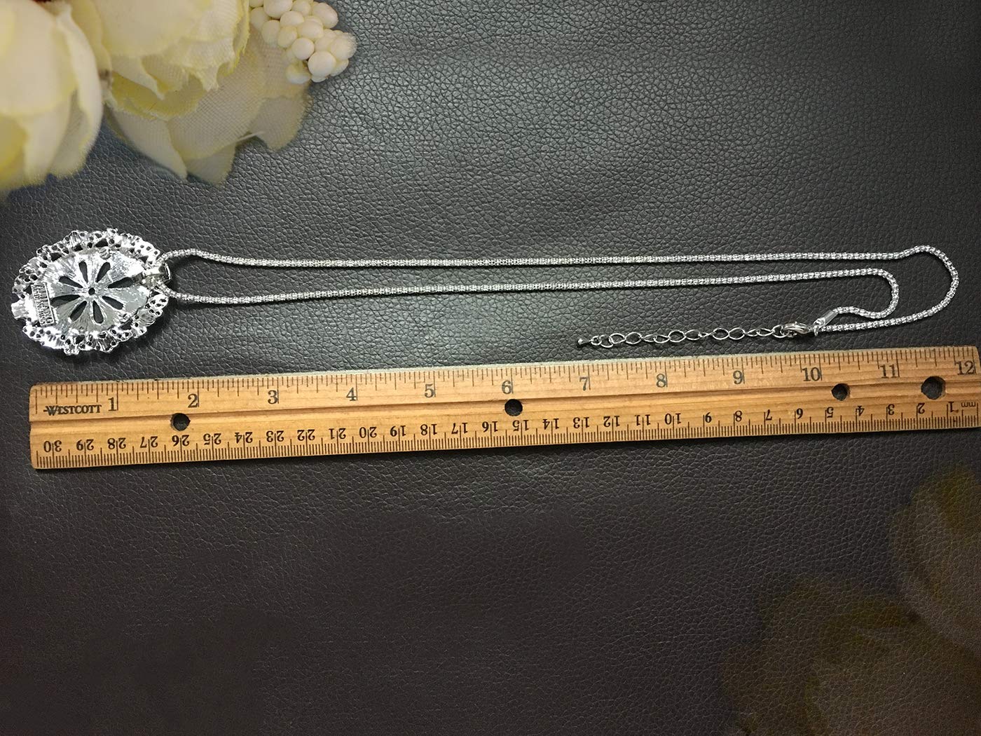 Alilang Gunmetal Tone Grey Crystal Rhinestones Cameo Lady Victorian Maiden Pendant Necklace