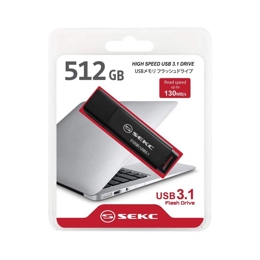 SEKC 512GB USB3.1 Flash Drive, Read Speed up to 130MB/s, Black - SDA20512G