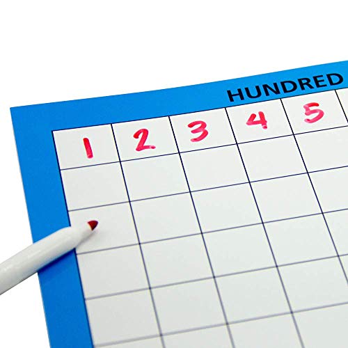 hand2mind Laminated Hundred Boards, 100 Chart for Classroom, Double Sided Number Charts for Classroom Wall, Teacher Supplies, Classroom Supplies, Dry Erase Poster, 100s Chart (Set of 10)