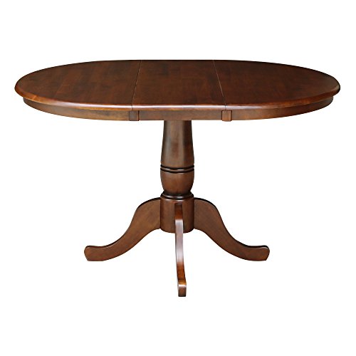 International Concepts Standard Height 36-Inch Round Extension Table with 12-Inch Leaf, Espresso
