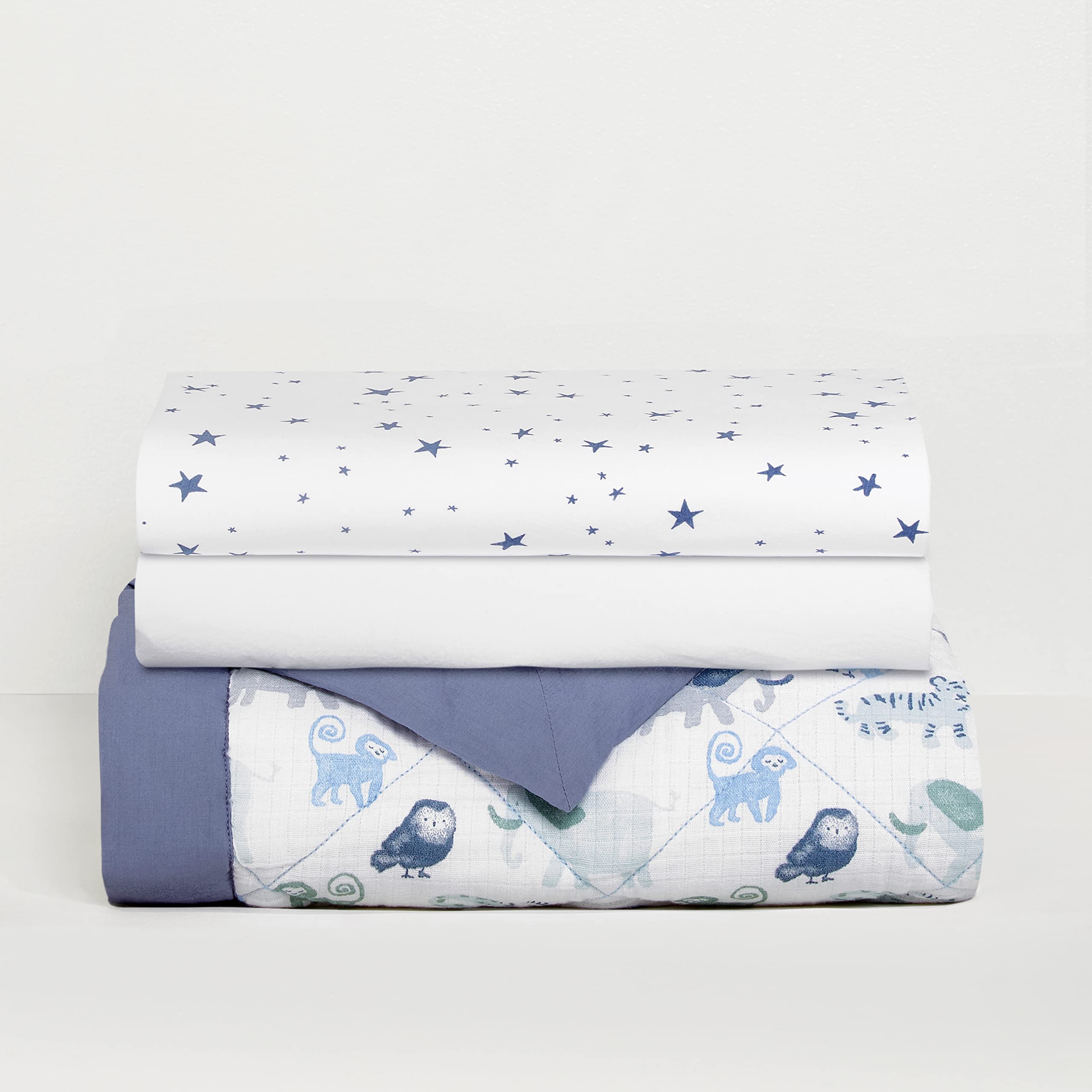 aden + anais Essentials 3-Piece Bedding Set and 2-Pack Poplin Crib Sheets, Time to Dream