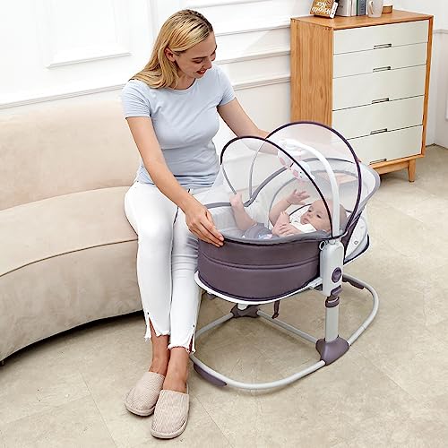 Mastela Bedside Cribs Adjustable backrest Baby 6 in 1 bassinets Baby can Listen to Music, Shake and Sleepā¦