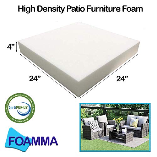 Foamma High Density Outdoor Cushion Replacement for Patio Furniture Premium Comfort and Support 4β x 24β x 24β Cover Not Included