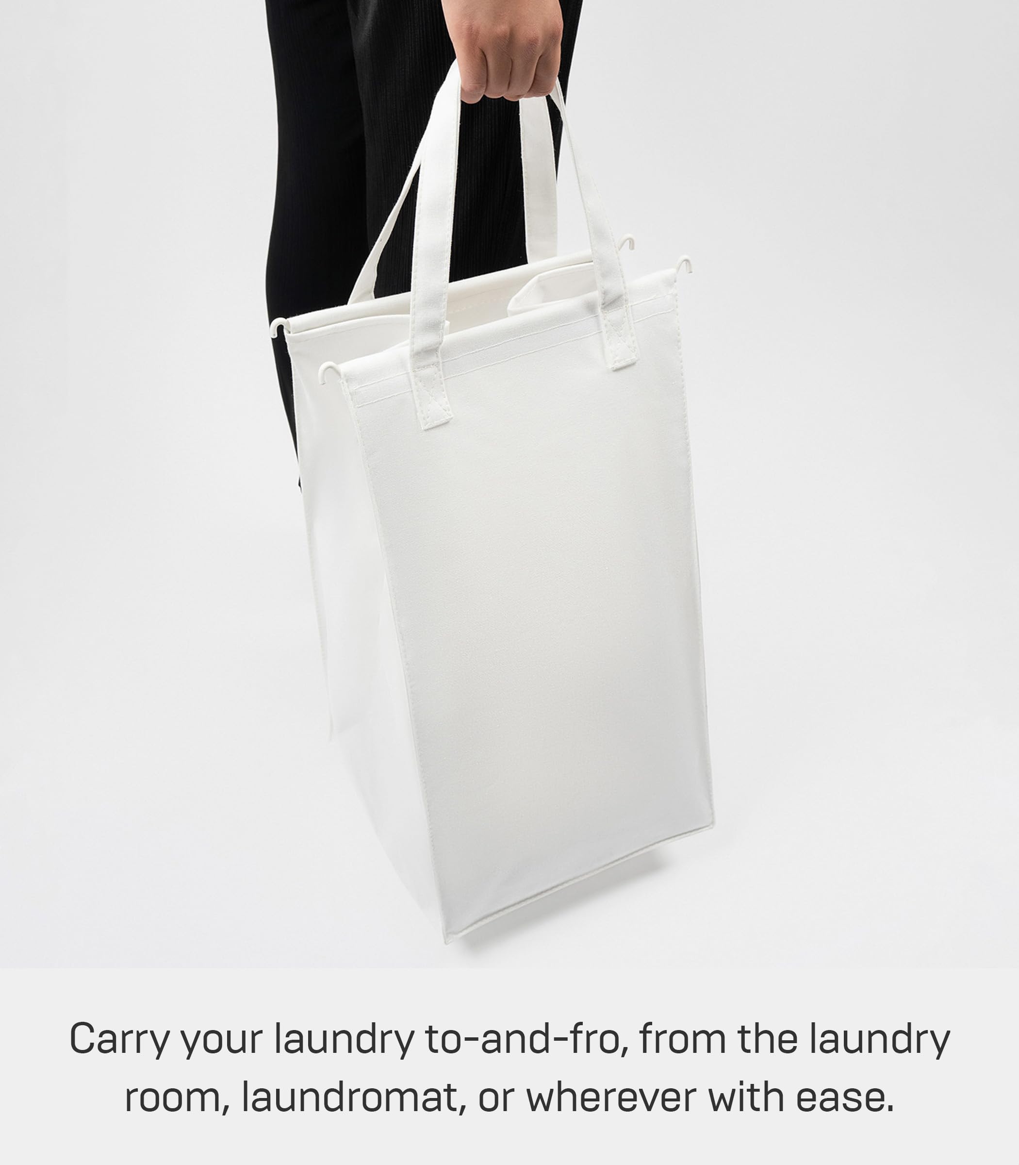 Yamazaki Home Laundry Hamper Clothes Basket Liner | Steel + Cotton, Medium, White
