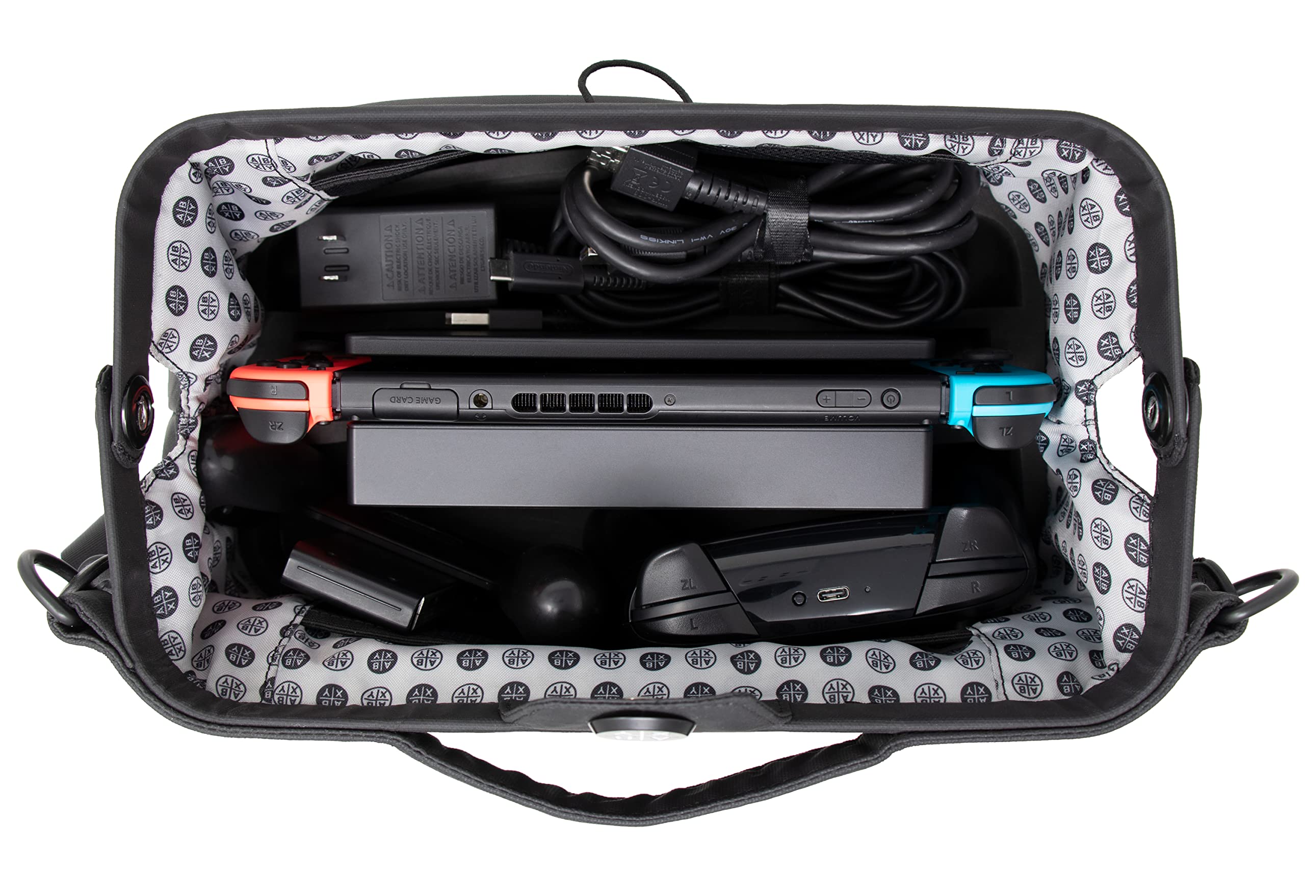 ABXY Premium Carrying Case for Nintendo Switch OLED - Compatible with Nintendo Switch, OLED, Switch Lite, Accessories w/ 10 Game Cartridge Slots, fits Controller Dock Charger Theater Mode (Black)