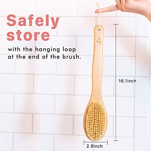 Dry Brushing Body Brush for Lymphatic Drainage with Anti Cellulite Massager - Long Handle Dual Sided Body Brush for Showering - Dry Brush for Body Back Scrubber for Shower (1Pc)