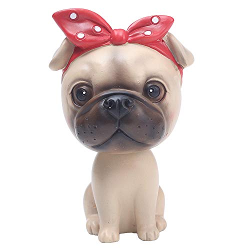 Bobbleheads Pug, Cute Car Dashboard Bobble Head Dog Decoration Funny Shaking Head Animal Puppy Decor