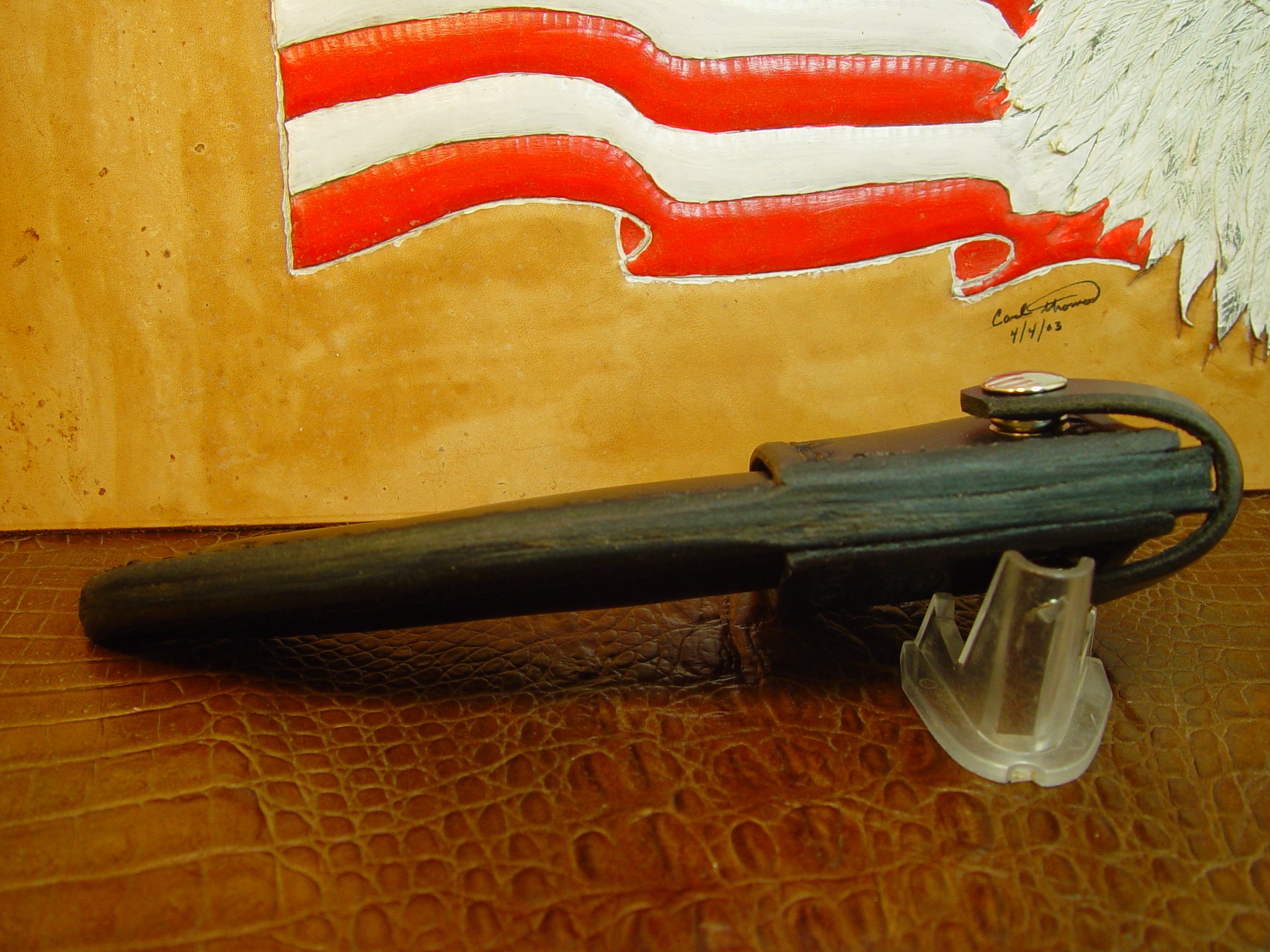 Black Leather Knife Sheath, Made to Fit a Ka Bar Marine Fighter Knife