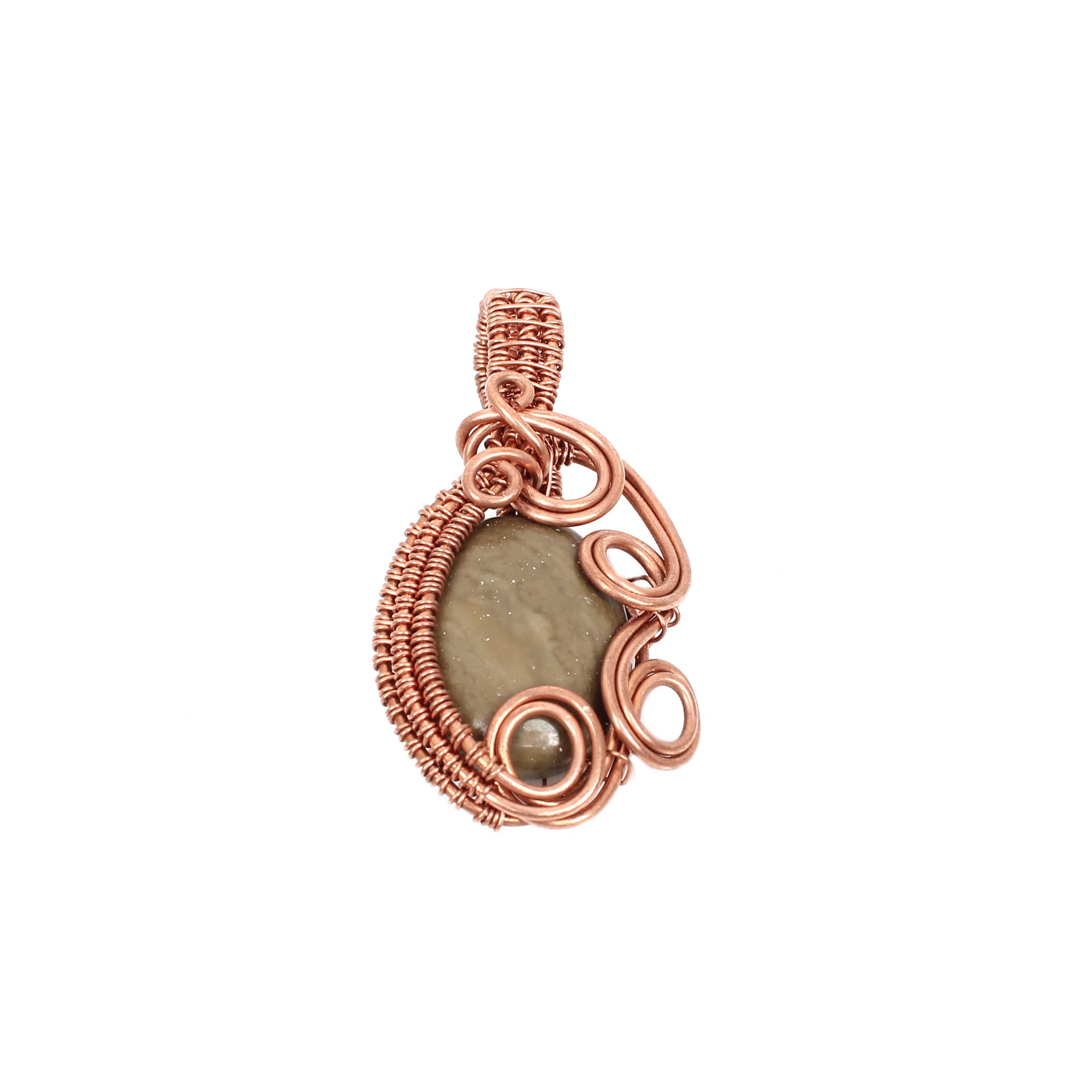 Antique Fancy Design Fancy jasper Stone Cushion Cabochon Wrapped Pendant For Unisex