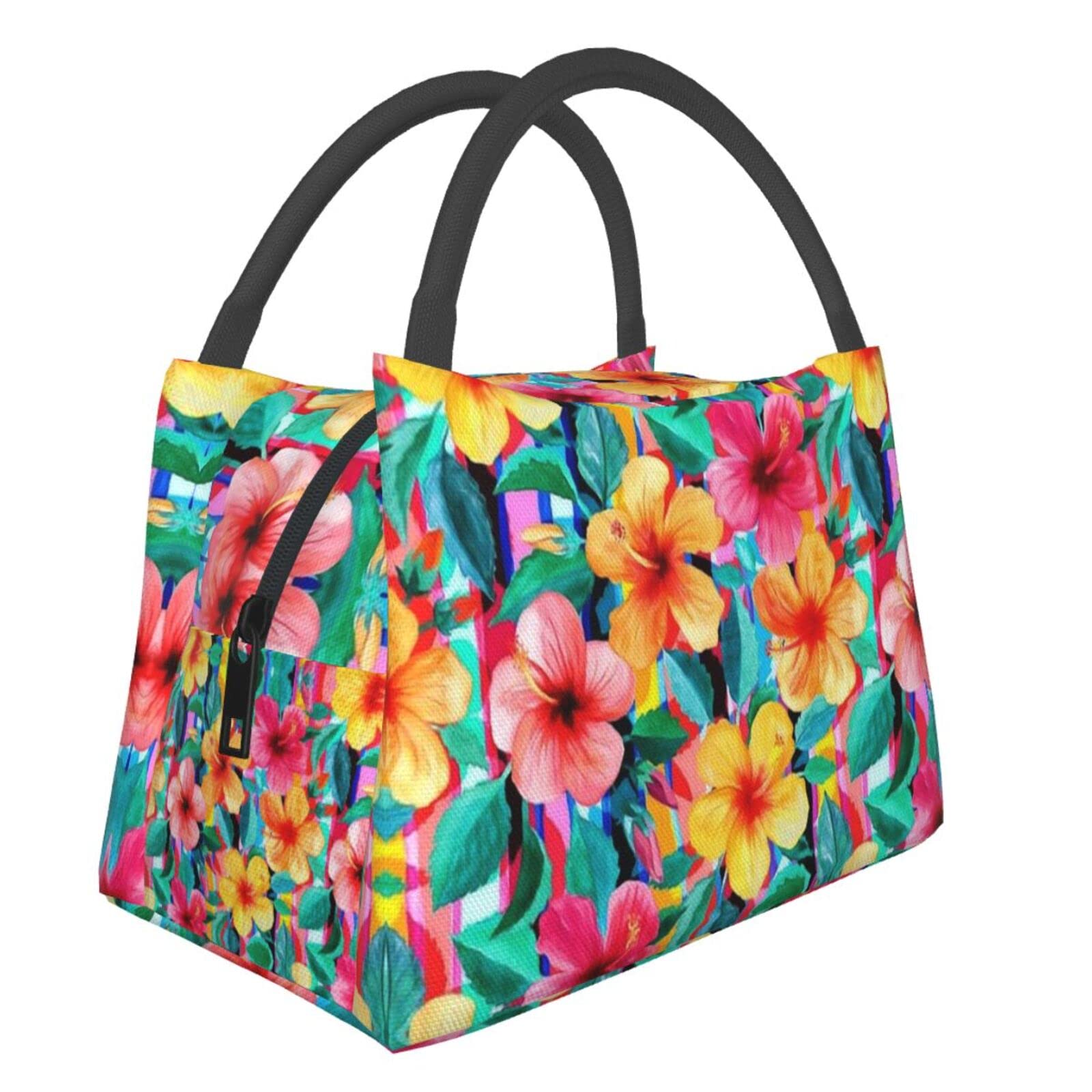 ASYG Hawaii Lunch Bag, Hawaii Tropical Floral Tote Meal Bag Lunch Holder Flower Bag for Work Outdoor Picnic