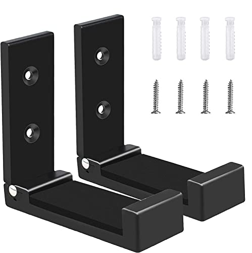 Folding Coat Hooks, Wall Mount Heavy Duty Aluminum Holder Hooks with Screws for Hanging Hat, Bags, Towel, Headphones, Fitness Equipment and More (2-Pack)