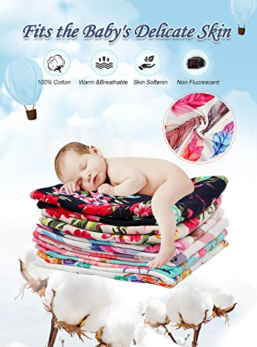 Newborn Receiving Blanket Headband Set - Unisex Soft Baby Swaddle Girl Boy Gifts (Feather+Sloth)