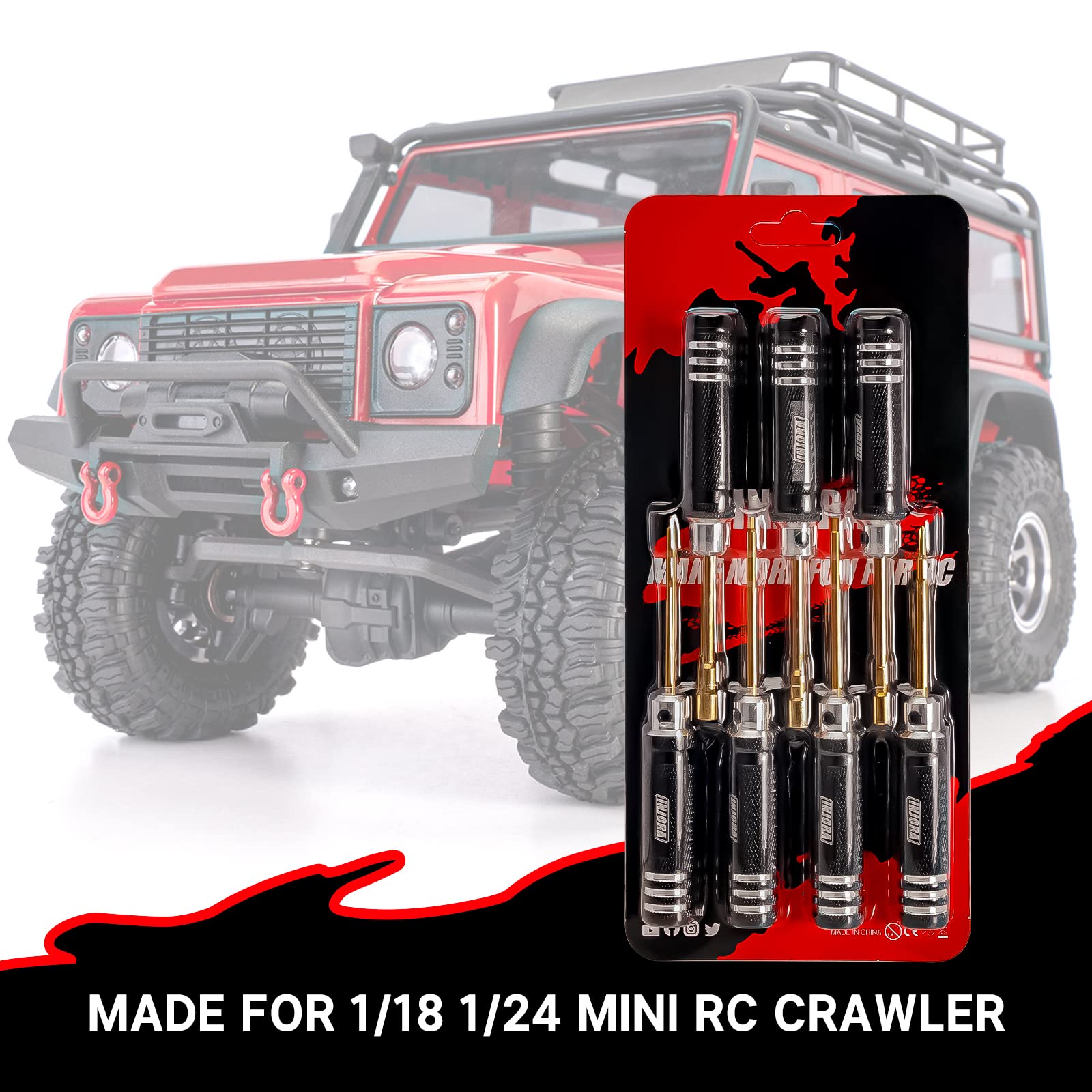 INJORA Short Handle Hex Screwdriver Nut Driver Tool Kit for 1/18 1/24 RC Mini Crawler Car TRX4M SCX24 FCX24,7PCS