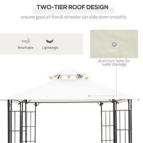 Outsunny 10' x 10' Patio Gazebo, Double Roof Outdoor Gazebo Canopy Shade Shelter with Metal Corner Frame Screen Wall, for Garden, Lawn, Backyard and Deck