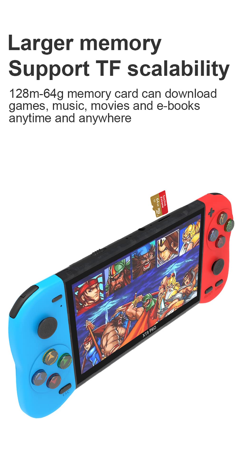 Kajiali X19 Pro Handheld Game Console, 5.1" HD Retro Game Console Built-in 5000＋No-Repeat Games, Dual Joystick Video Game Console Support TV Output Compatible with 10 Emulators, 8G