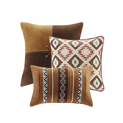 Madison Park Cozy Comforter Set-Rustic Southwestern Style All Season Down Alternative Casual Bedding, Matching Shams, Decorative Pillows, Queen (90 in x 90 in), Spice Brown Multi