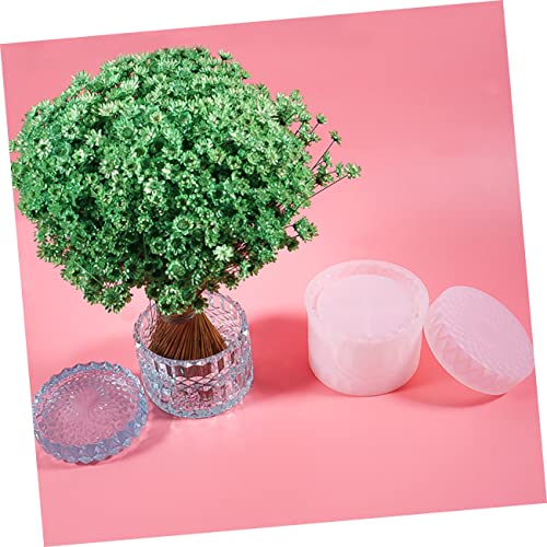 Beavorty 2 Pcs Jar Silicone Mold Small Containers Silicone Planter Mold Tray Mold Containers with Lids Trinket Tray Resin Candy Jar Molds Silicone DIY Mold Cosmetics Container Making Tool