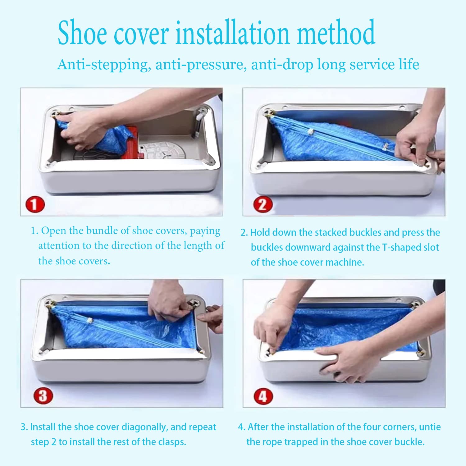 Automatic Shoe Covers Dispenser,200 Pcs Shoe Cover Indoors Disposable,Booties for Portable Machine Fits One Size,Shoe Cover Protect Floor for House Office Hospital Factory (Silver)