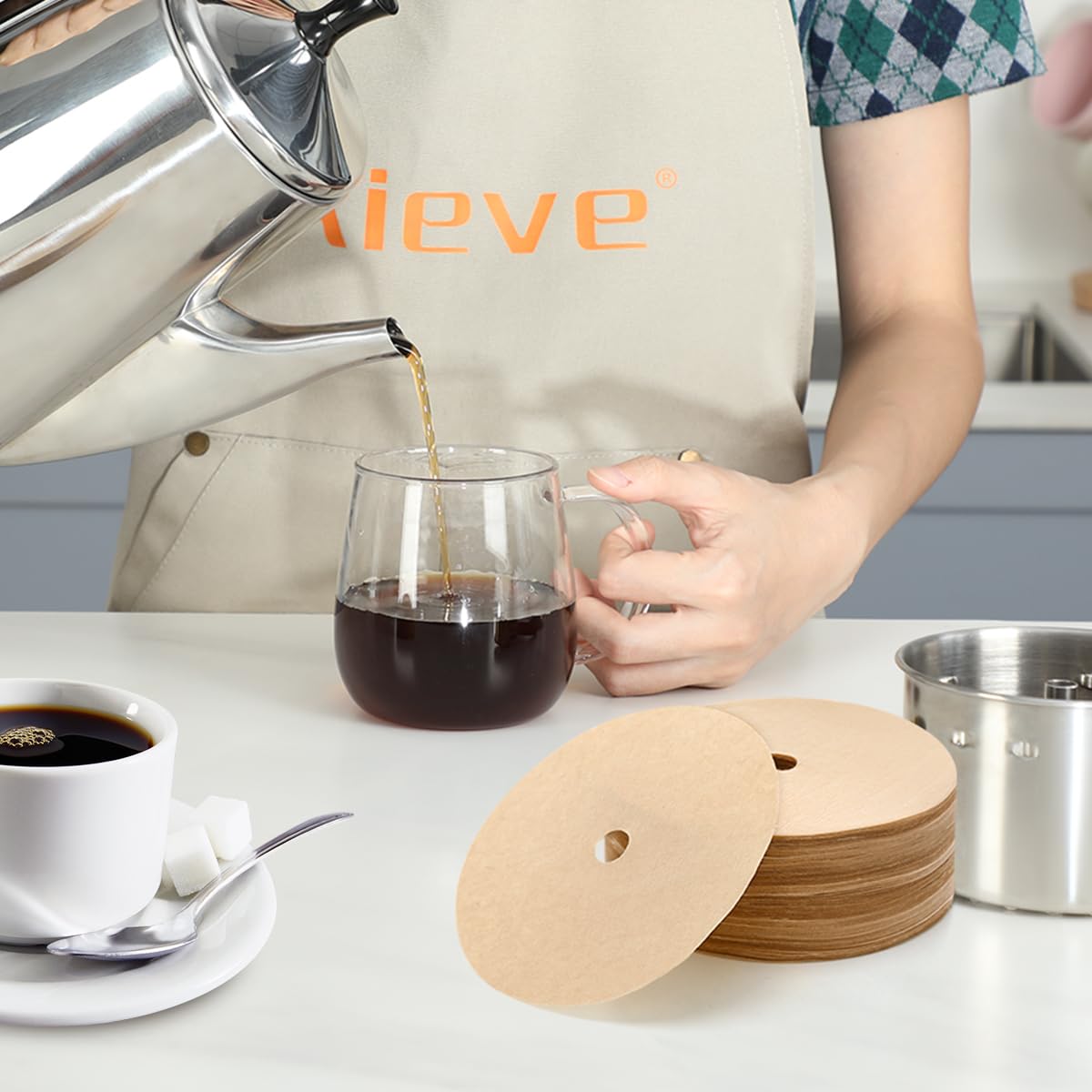 Aieve Unbleached Percolator Coffee Filters 3.75in Disc Coffee Filters (200 Count)