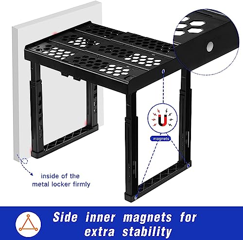 Piffny Locker Organizer Shelf, Adjustable Width and Height, Stackable, Ideal Locker Shelf for School, Office, Gym Lockers, or Even Kitchen Cabinets & Under Sink Organization (Black)