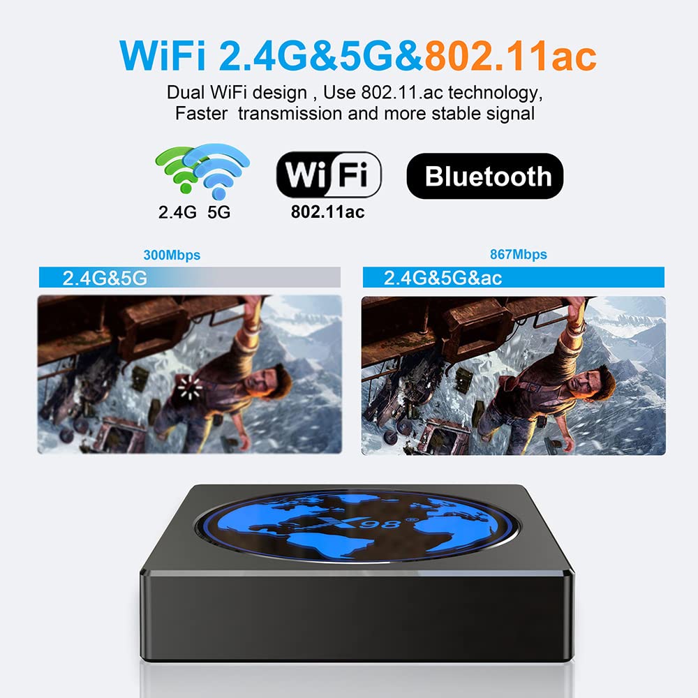 Android 11.0 TV Box, X98 Mini Amlogic S905W2 TV Box 4GB RAM 32GB ROM Support AV1 WiFi BT4.2 4K HDR Box with Keyboard i8