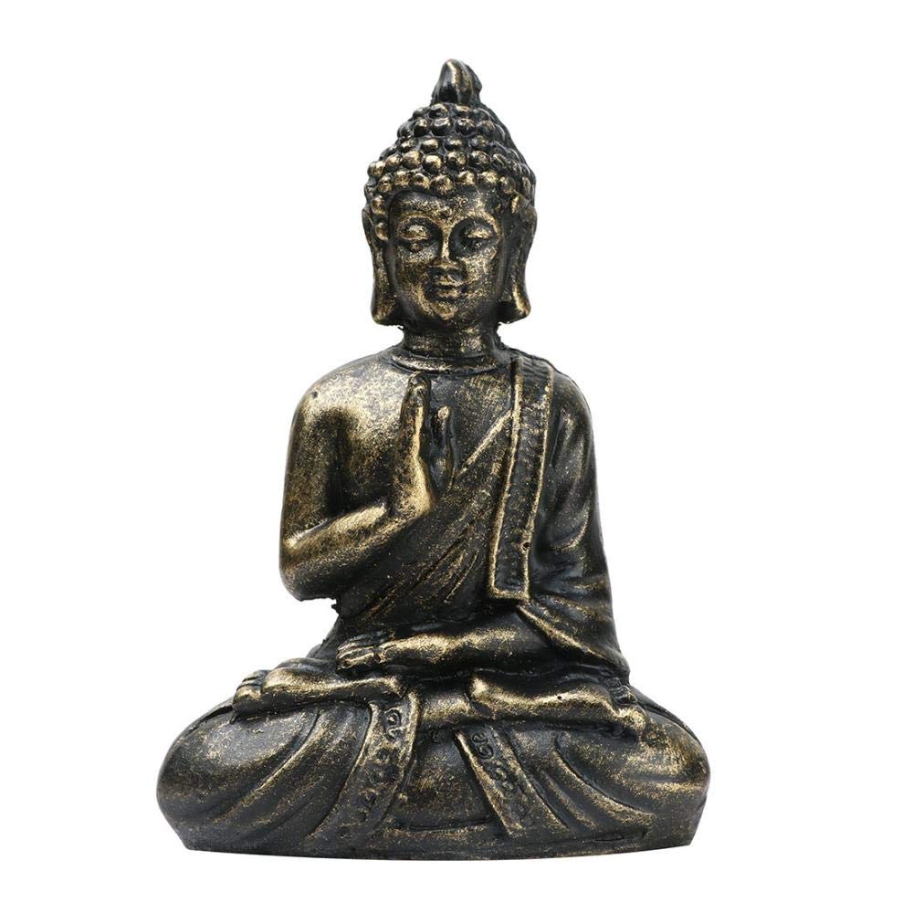 Buddha Incense Sticker Burner Holder with Bell, Bell Beater - Zen Statue Ornament for Desk Home Décor (1:15x14x13cm)