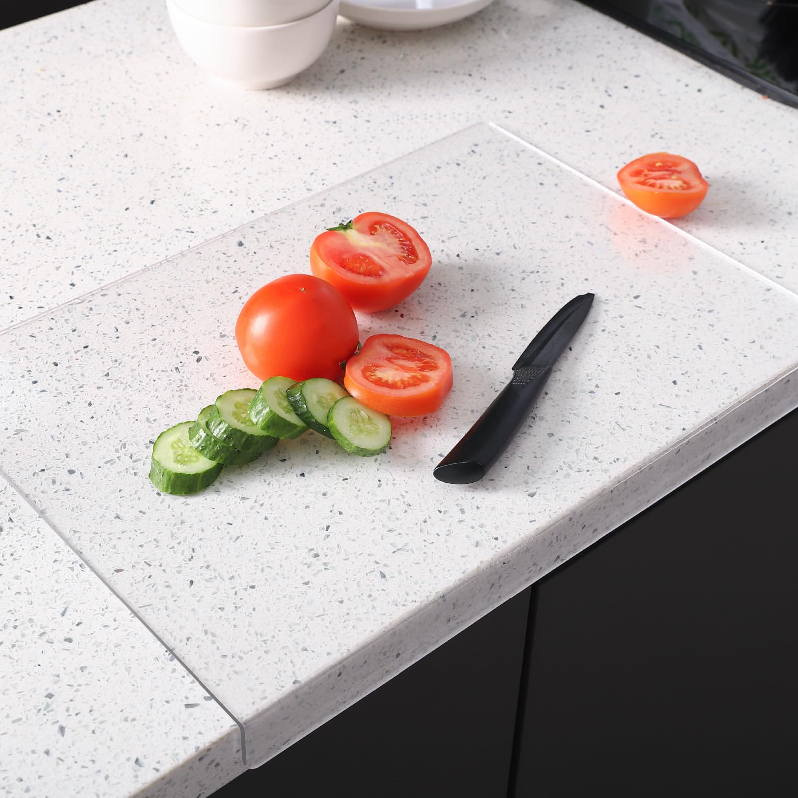 Acrylic Cutting Boards for Kitchen Counter,24x18 In Clear Cutting Board with Lip,Acrylic Cutting Boards with Non Slip for Kitchen Countertop Protection