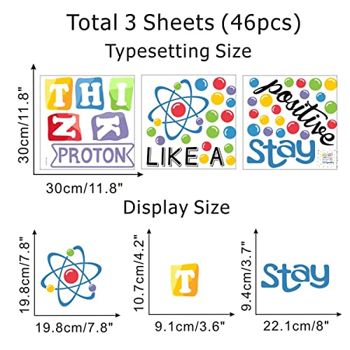 IARTTOP Science Wall Decal, Stay Positive Colorful Polka Dots Stickers, Inspirational Saying Laboratory Educational Decals, Chemistry Proton Wall Art For Nursery Middle Schoo Classroom Wall Stickers Decorations