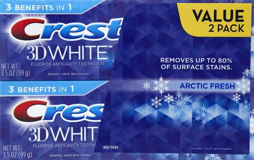 Crest 3D White Whitening Toothpaste, Radiant Mint, 3.5 Ounce (Pack of 2)