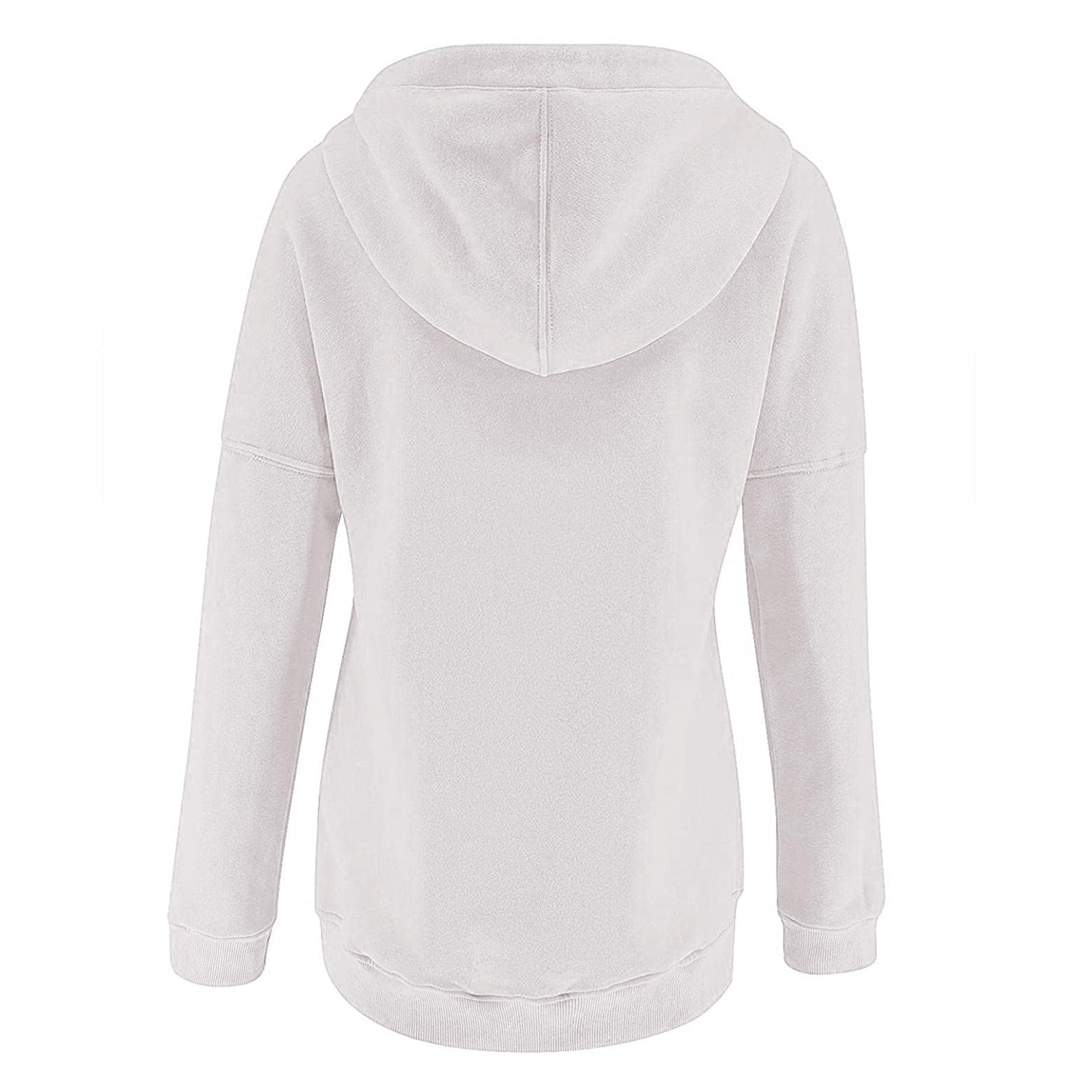AIHOU Sweatshirts for Women Button Down Hoodies Drawstring Hooded Pocket Crewneck Sweatshirts Tops Shirts White