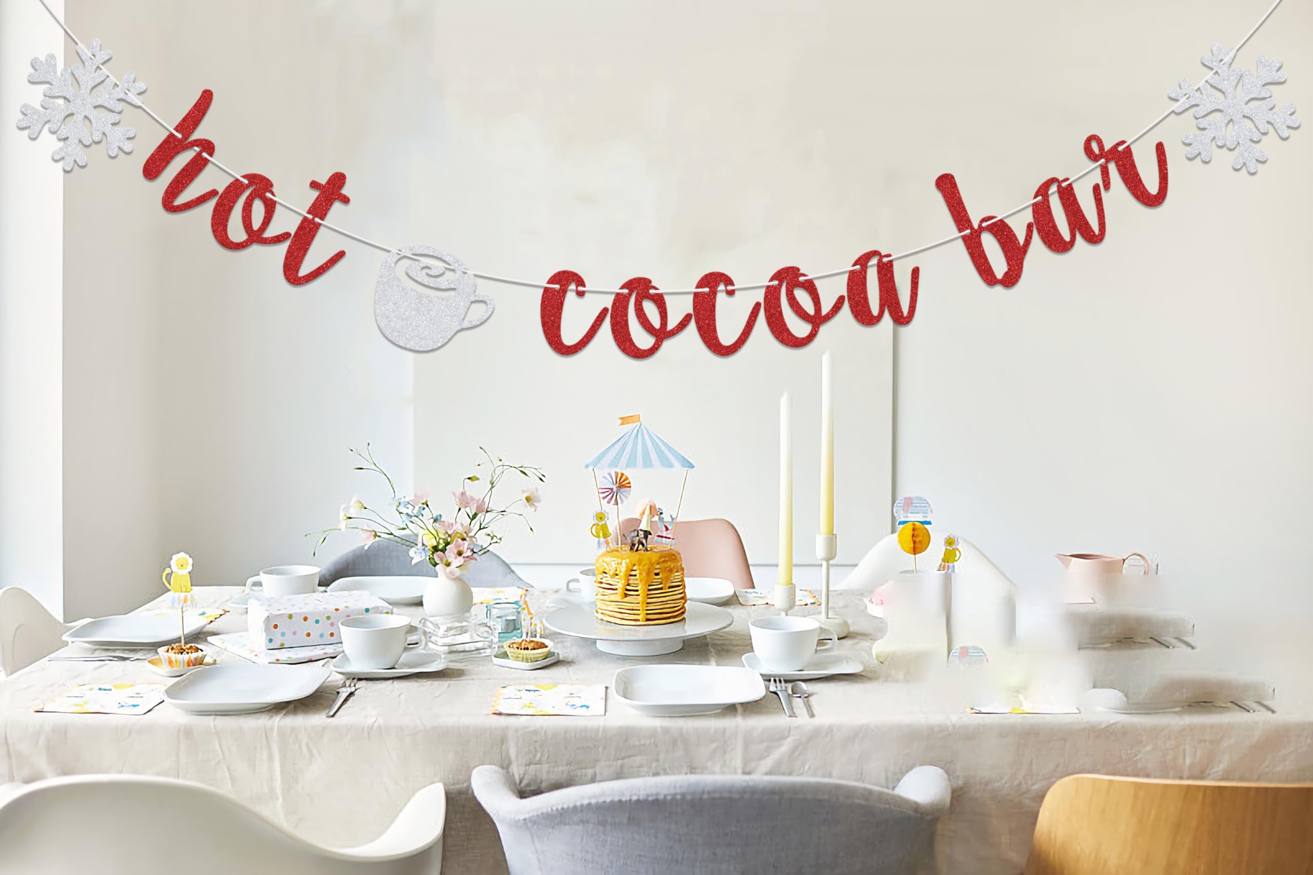 Hot Cocoa Bar Banner, Hot Chocolate Bar Decorations, Hot Cocoa Bar Decorations, It’s Cold Outside Bar Sign, Wintertime Holidays Christmas Party Decor Red Silver