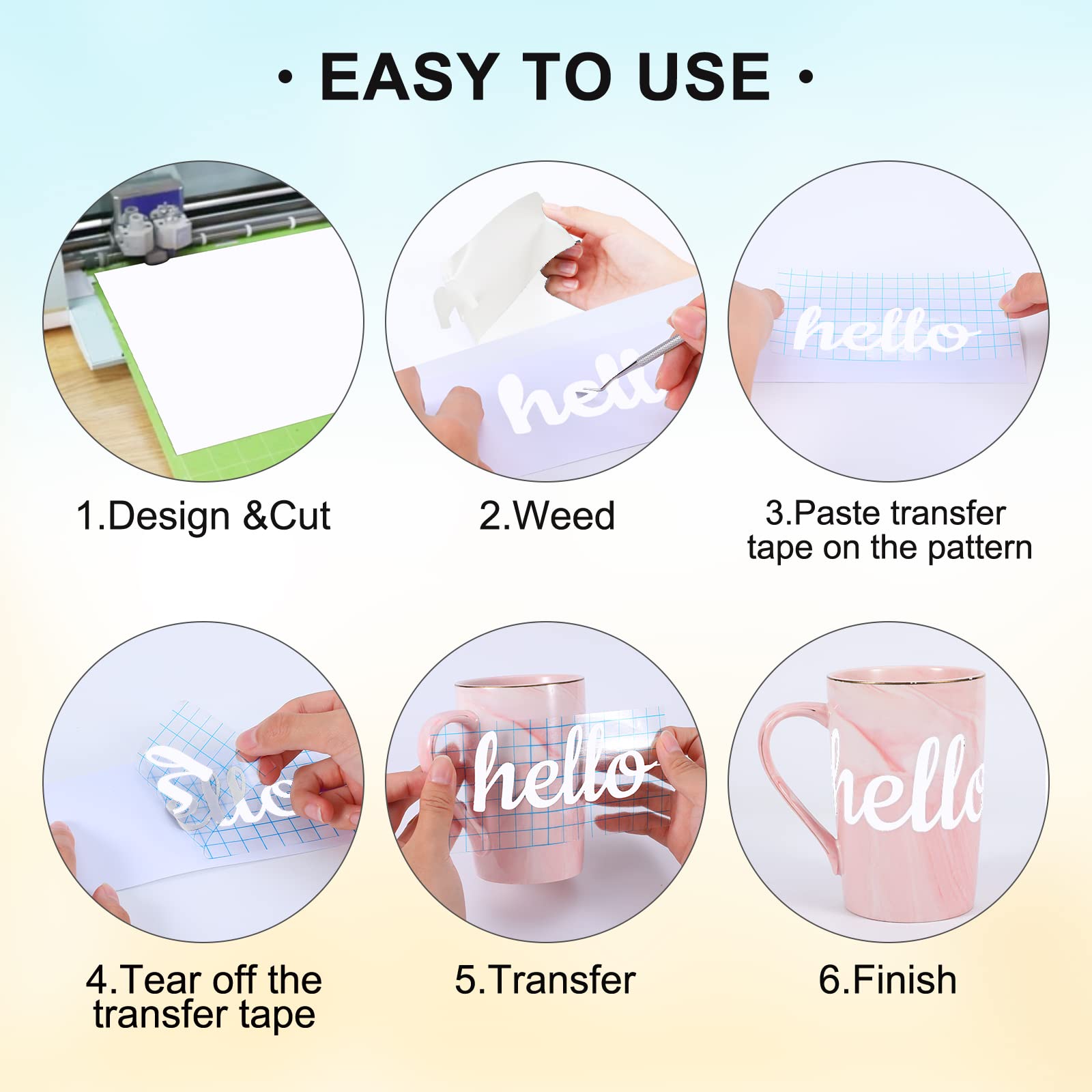 XSEINO Permanent Vinyl - 12" X 11FT White Adhesive Vinyl Roll for Cricut, Silhouette and Other Cutters, Permanent Outdoor Vinyl for Cup,Decor Sticker, Car Decal, Scrapbooking, Signs(Glossy White)