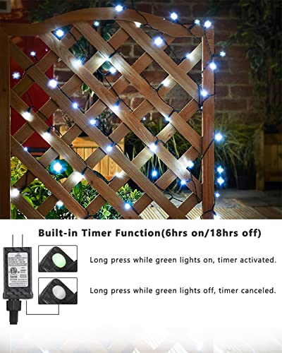 Flacchi White Christmas Lights 82Ft 200 LED Timer 8 Modes Low Voltage String Lights Indoor Outdoor