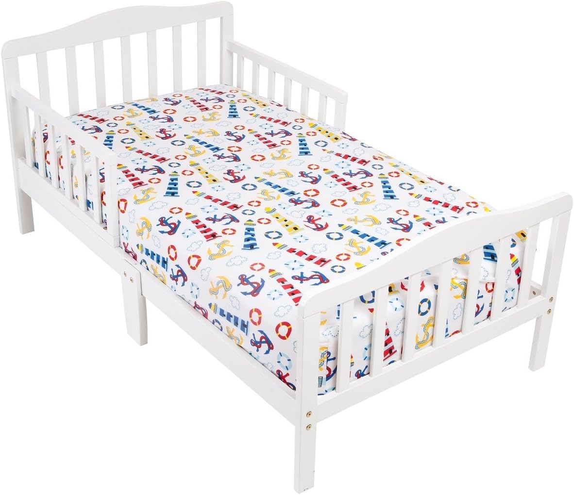 Mellanni Toddler Fitted Sheet - Iconic Collection Bedding Sheets - Soft & Cooling Sheets -Fade & Stain Resistant - 1 PC (Light House)