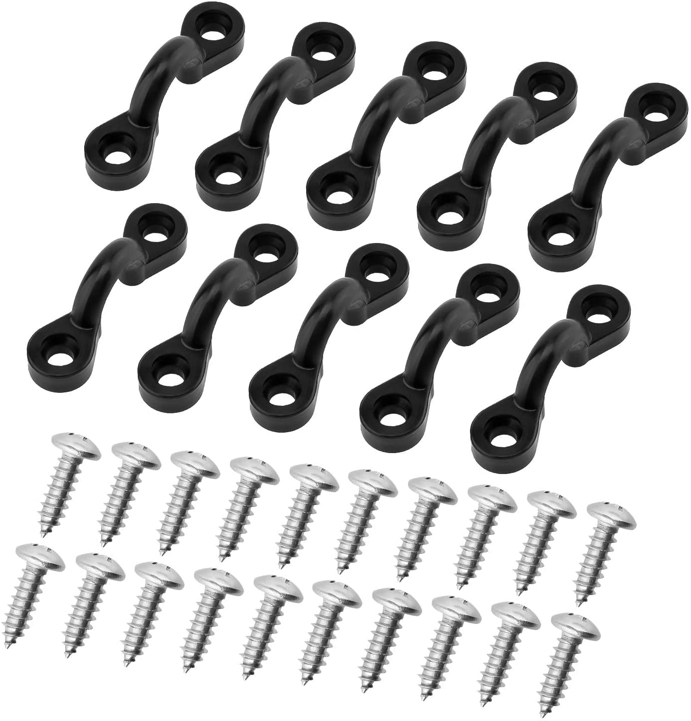 AIEX 10pcs Nylon Deck Loops Bungee Tie Down Pad Eye with 20 Screws for Canoes Boats Kayaks