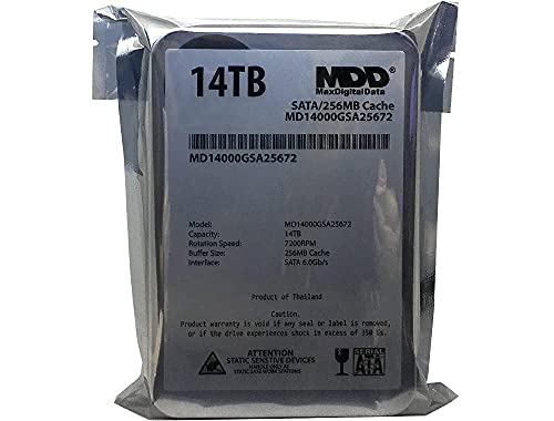 MaxDigitalData (MD14000GSA25672) 14TB 7200RPM SATA 6Gb/s 256MB Cache 3.5inch Internal Desktop Hard Drive - 3 Years Warranty (Renewed)