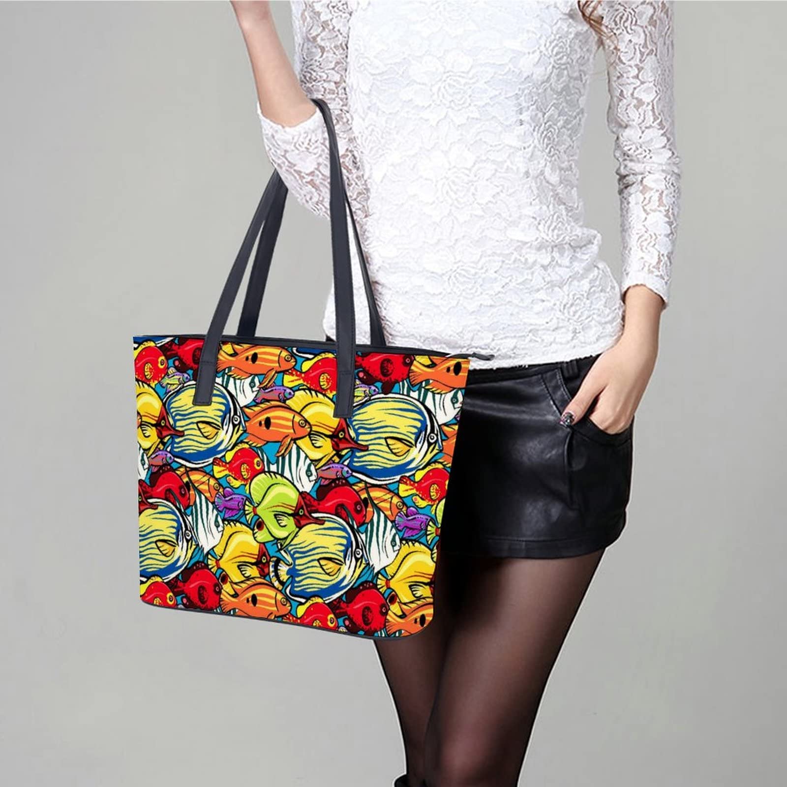 Coral Reef Sea Women's Tote Bag PU Leather Shoulder Bag Handbags Purse For Work Shopping Travel