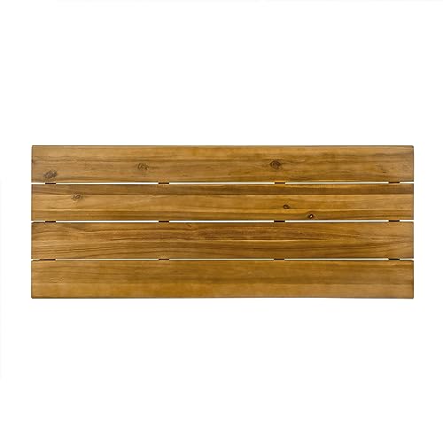 Christopher Knight Home Denali Ouotdoor Industrial Acacia Wood Bar Table with Iron Frame, Teak Finish / Rustic Metal