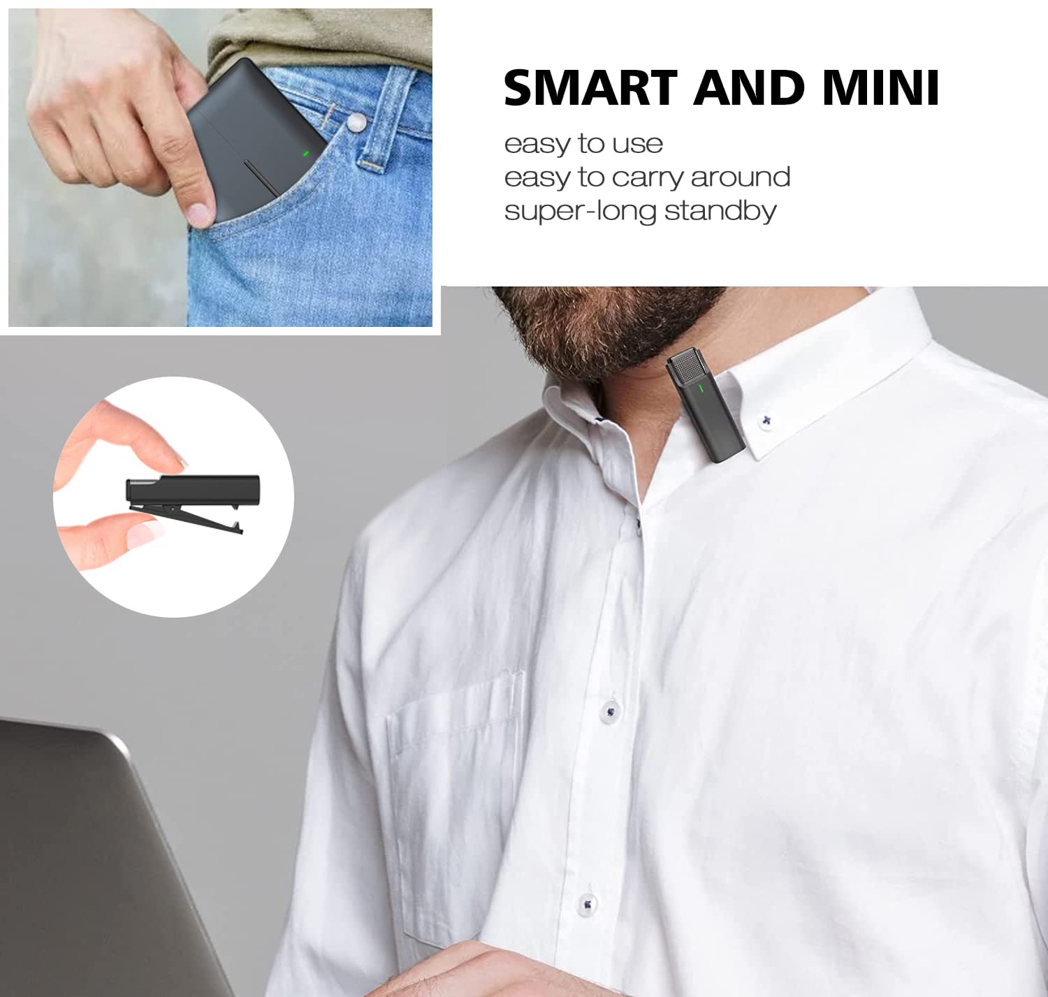 JOSTART Wireless Lavalier Microphone for iPhone/iPad with Charging case, 656ft Range,24H Working,4-Channel Omnidirectional Noise Canceling Lapel Mics for Video Recording Interview Streaming Vlog
